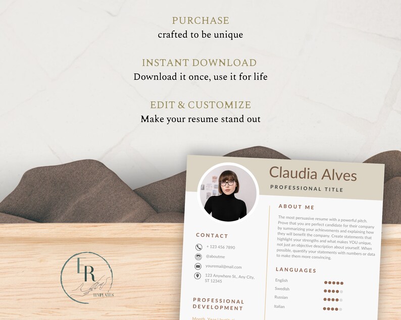 Customizable Resume Template With Photo Professional Resume - Etsy