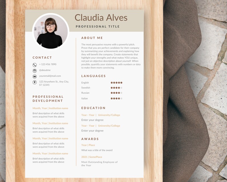 Customizable Resume Template With Photo Professional Resume - Etsy