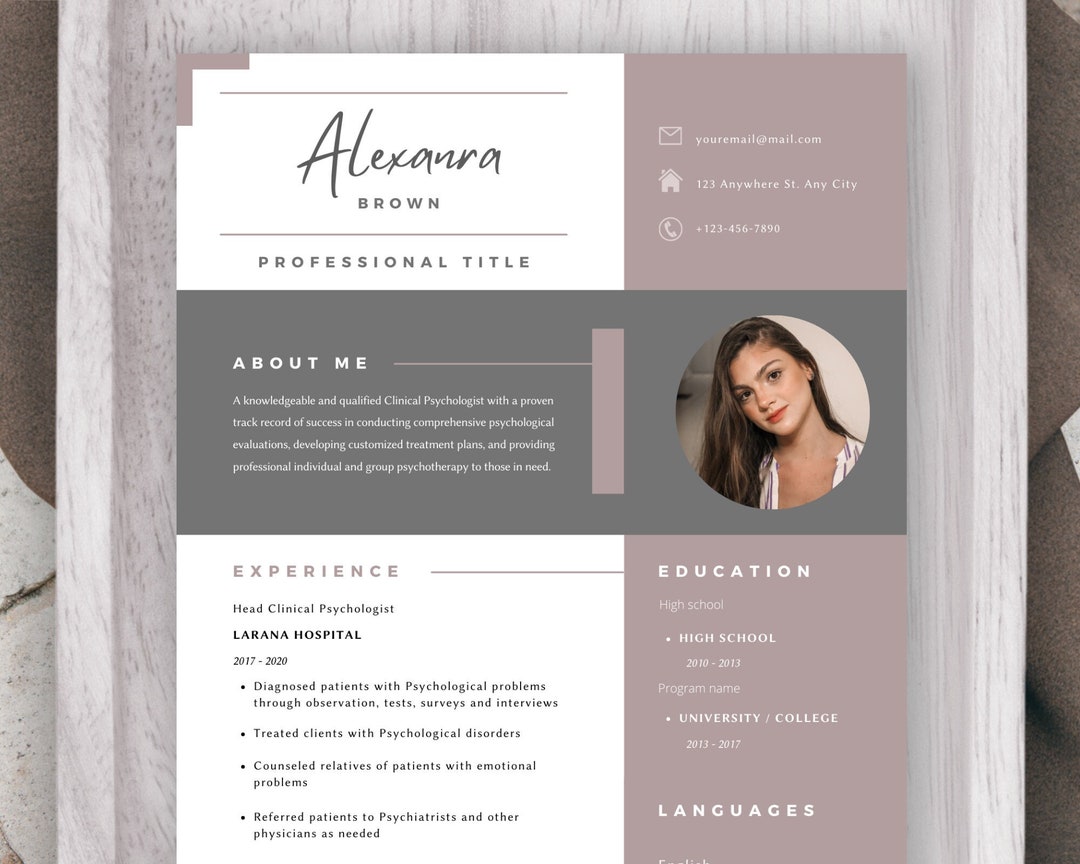 Resume Template With Photo, Professional Resume Template for Canva ...