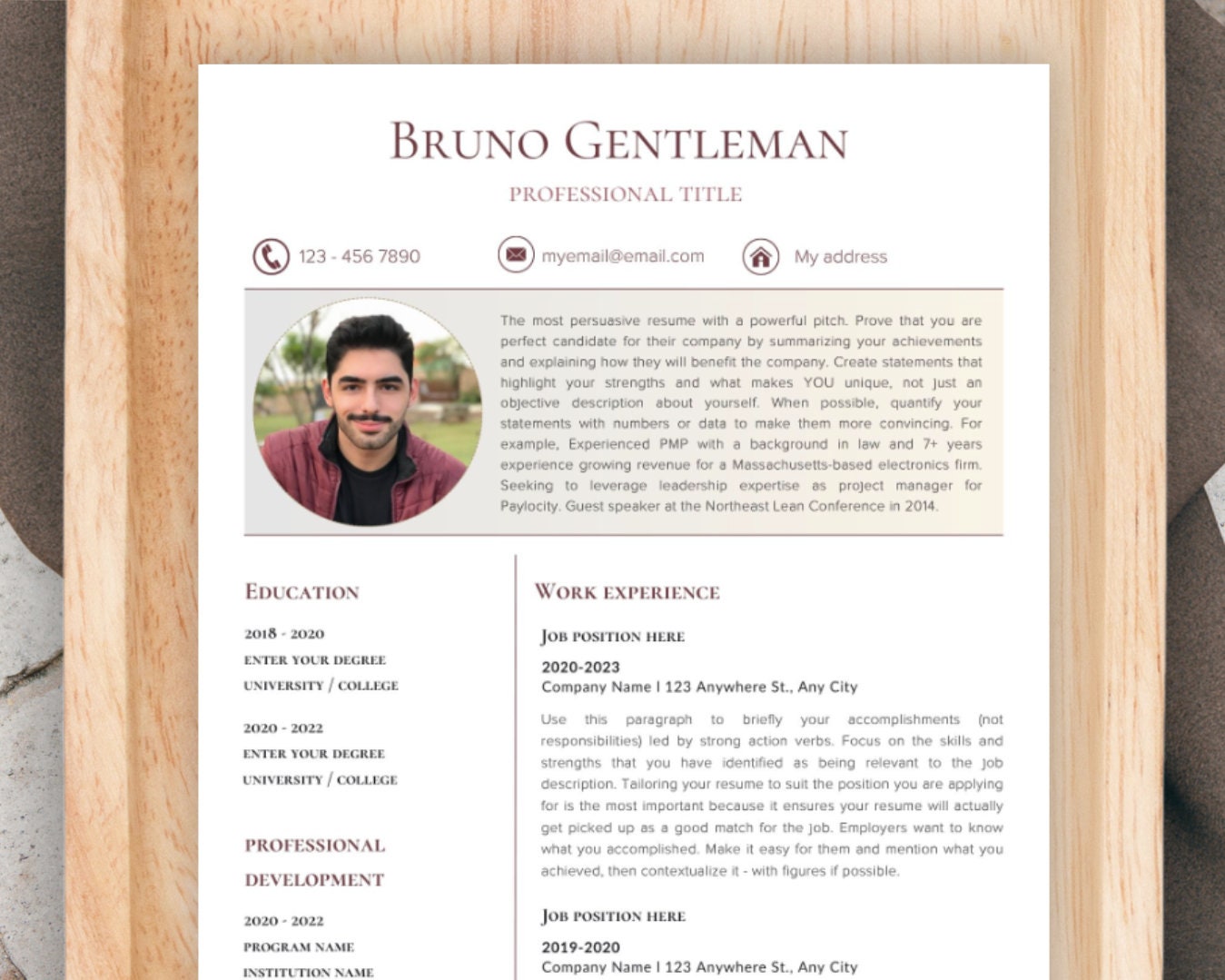 Resume Template With Photo, Professional Resume Template for Canva ...