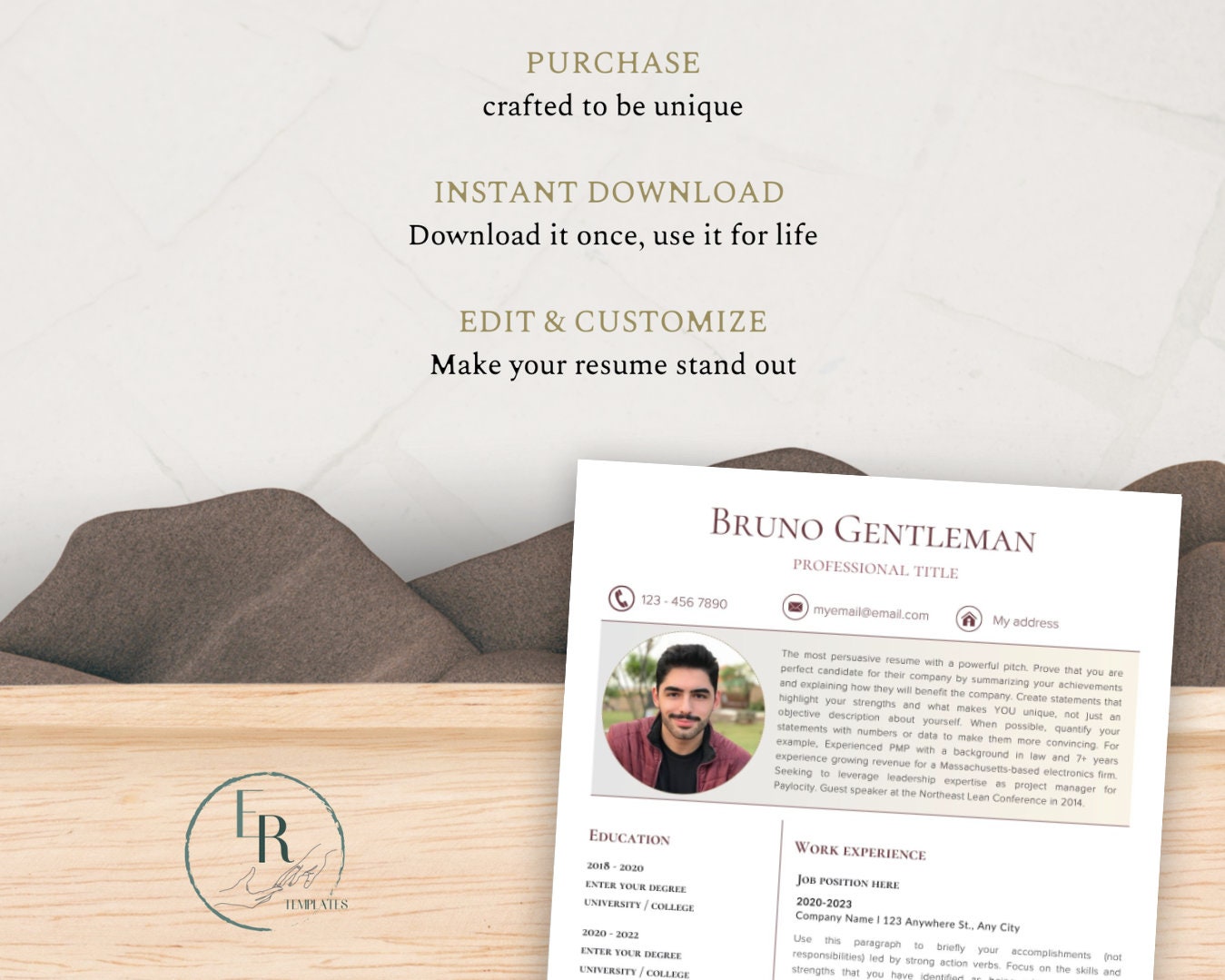 Resume Template With Photo, Professional Resume Template for Canva ...