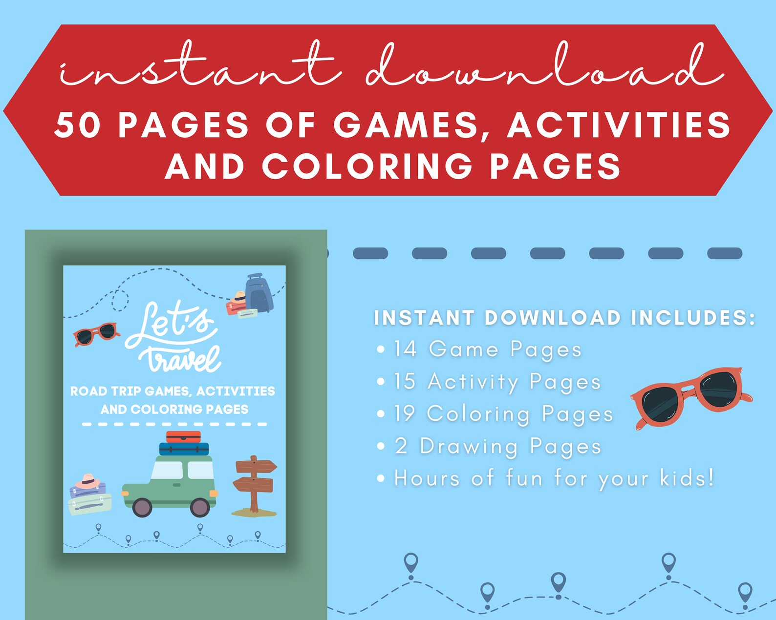 Printable Road Trip Activity Pack Kids Travel Games & - Etsy