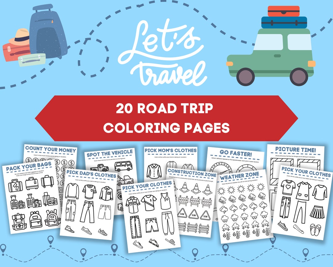 Printable Road Trip Coloring Pages for Kids Kids Travel - Etsy
