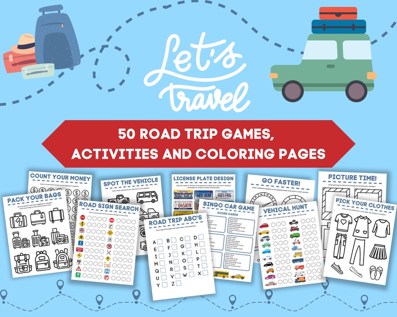 Printable Road Trip Activity Pack Kids Travel Games & - Etsy