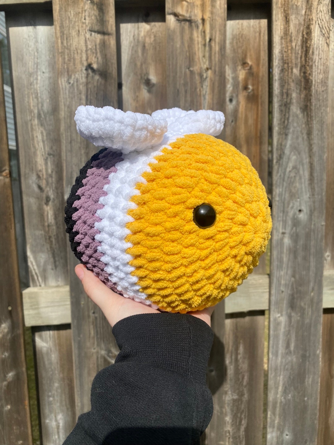 Crochet Plush Pride Bee JUMBO - Nonbinary, Enby, Trans - Amigurumi ...