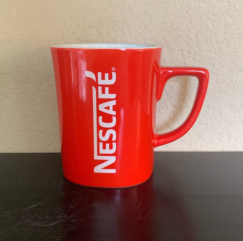 NESCAFE RED ICONIC Classic Ceramic Square Coffee Mug / Tea Cup 12 Oz ...