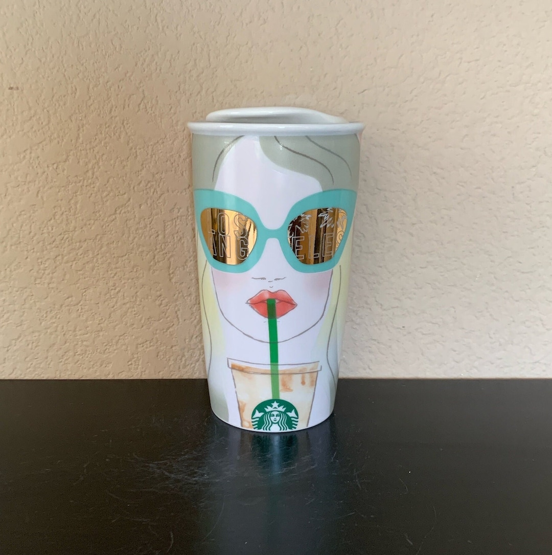STARBUCKS TRAVEL MUG Los Angeles With Gold Accents Coffee / Tea Mug ...