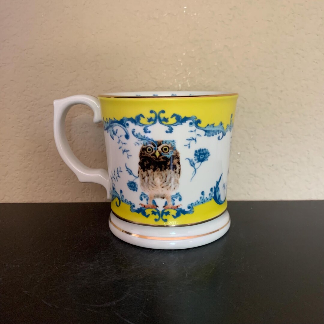 ANTHROPOLOGIE LOU ROTA Mother Nature Owl Coffee Mug / Tea Cup 12 Oz ...