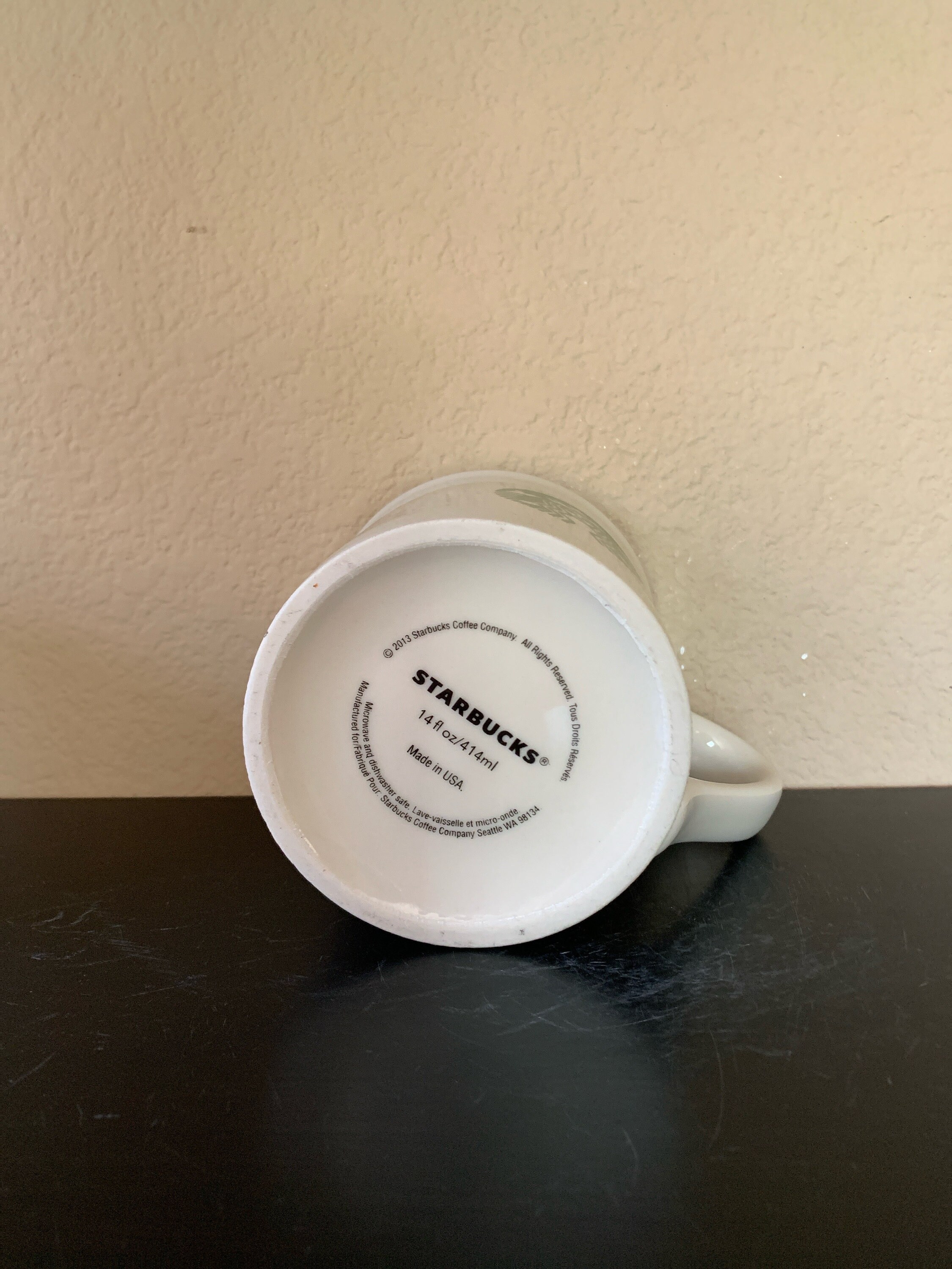 STARBUCKS Coffee Company HEAVY Green Mermaid LOGO Cream Coffee Mug ...