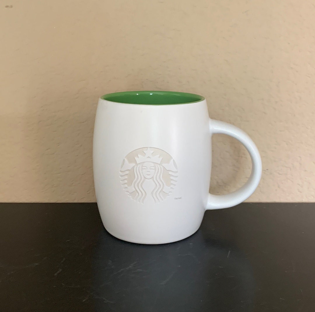 STARBUCKS Classic White Green Mermaid Logo Matte Finish Coffee Mug ...