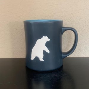 STARBUCKS Embossed BEAR Gray White MATTE Finish Coffee Mug / Tea Cup 18 ...