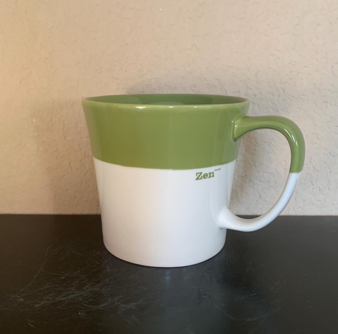 STARBUCKS Green White New Bone China ZEN Coffee Mug / Tea Cup 10 Oz ...
