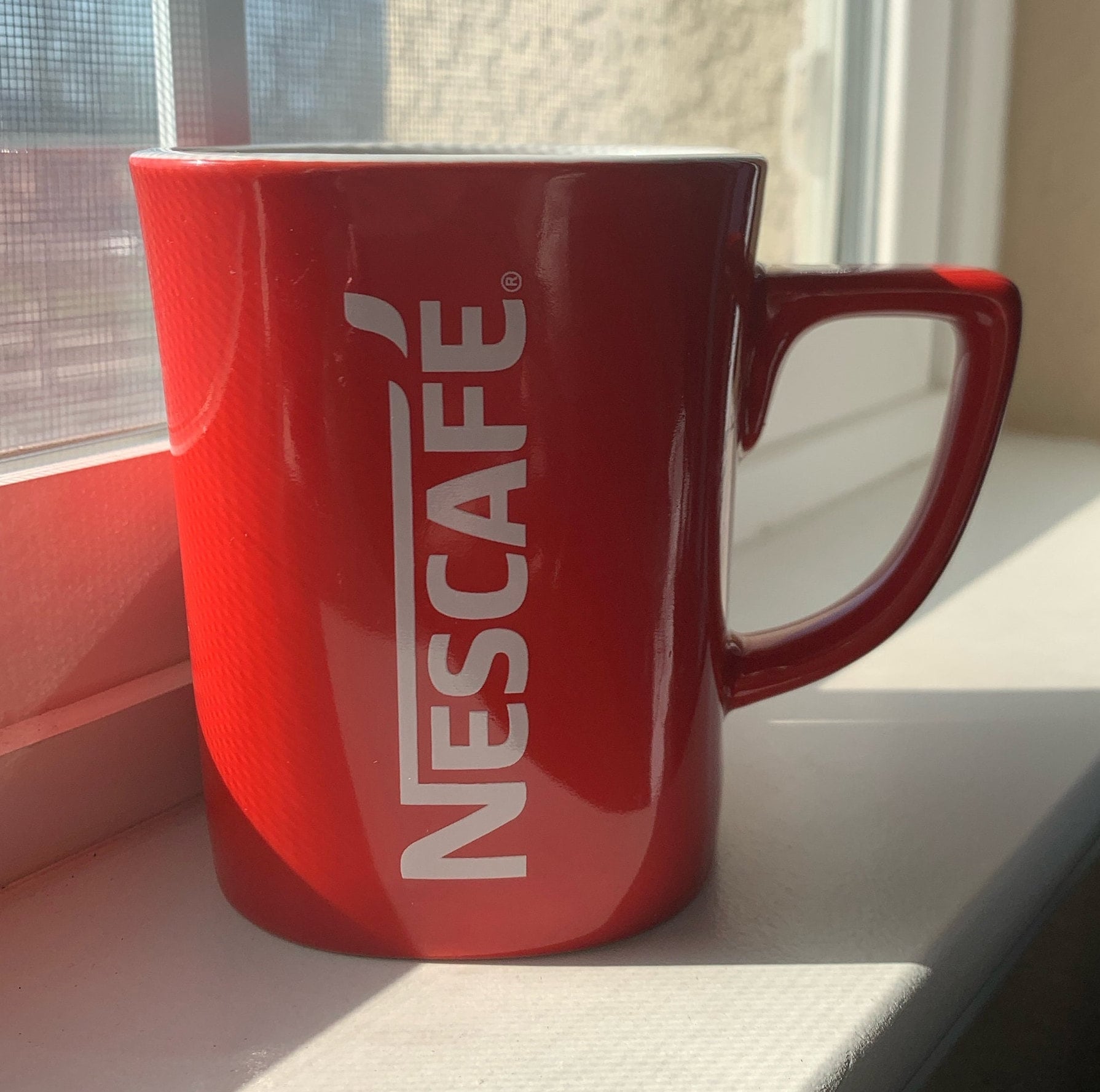 NESCAFE RED ICONIC Classic Ceramic Square Coffee Mug / Tea Cup 12 Oz ...