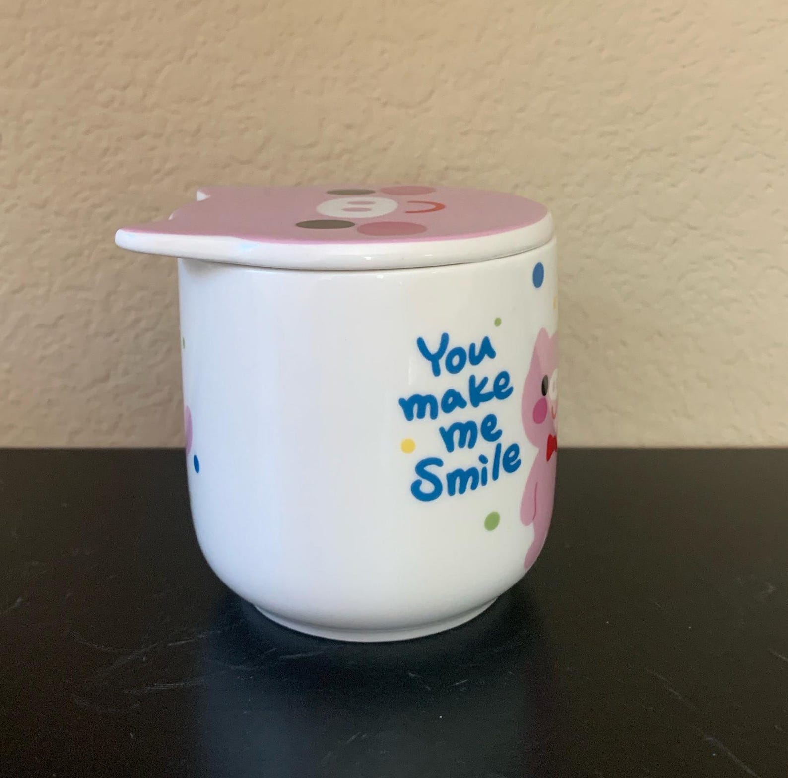 DAISO JAPAN Children's Make Me Smile Pig With Ceramic Lid Coffee Mug ...