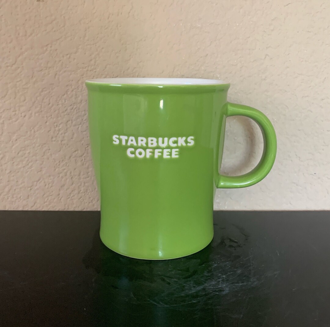 STARBUCKS Embossed Lettering Lime Green Coffee Mug / Tea Cup 14 Oz ...