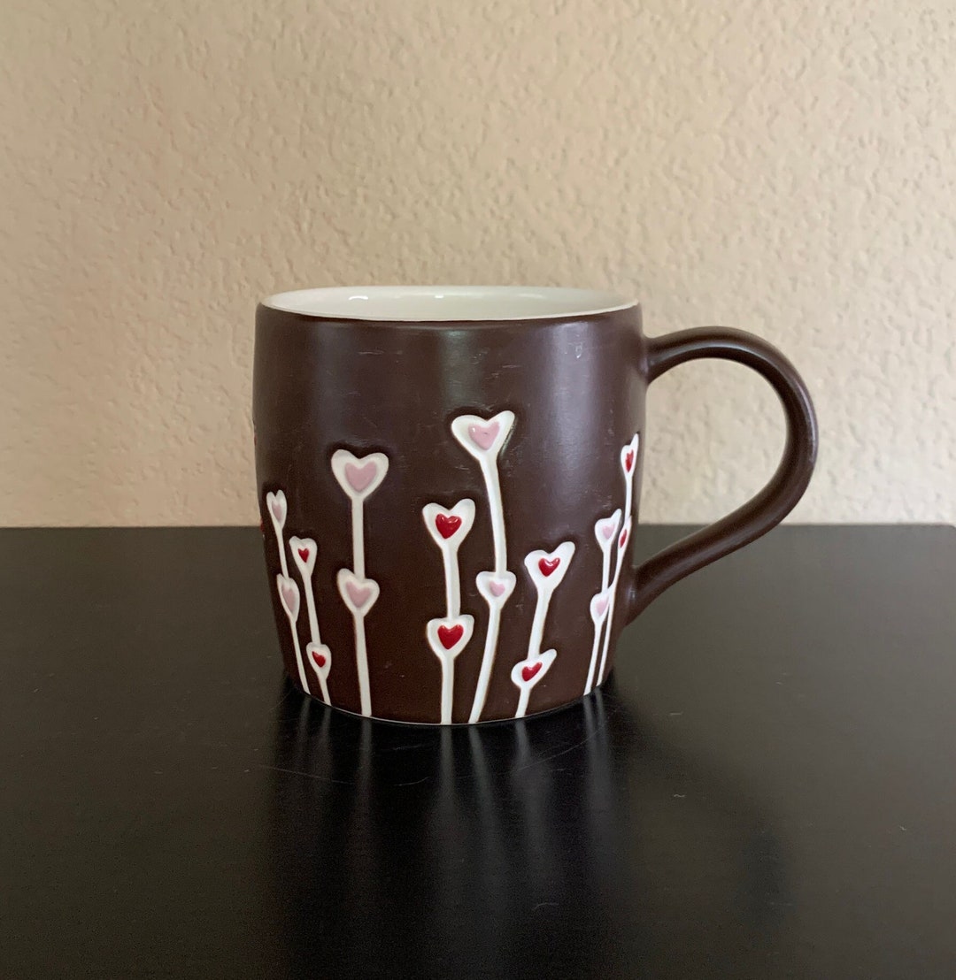 STARBUCKS Flowering Heart Sprouts Handpainted Matte Finish Coffee Mug ...