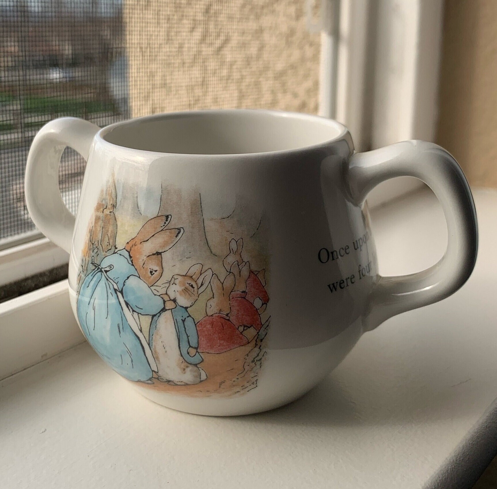 WEDGEWOOD Beatrix Potter PETER RABBIT Two-handed Children's Mug / Cup ...