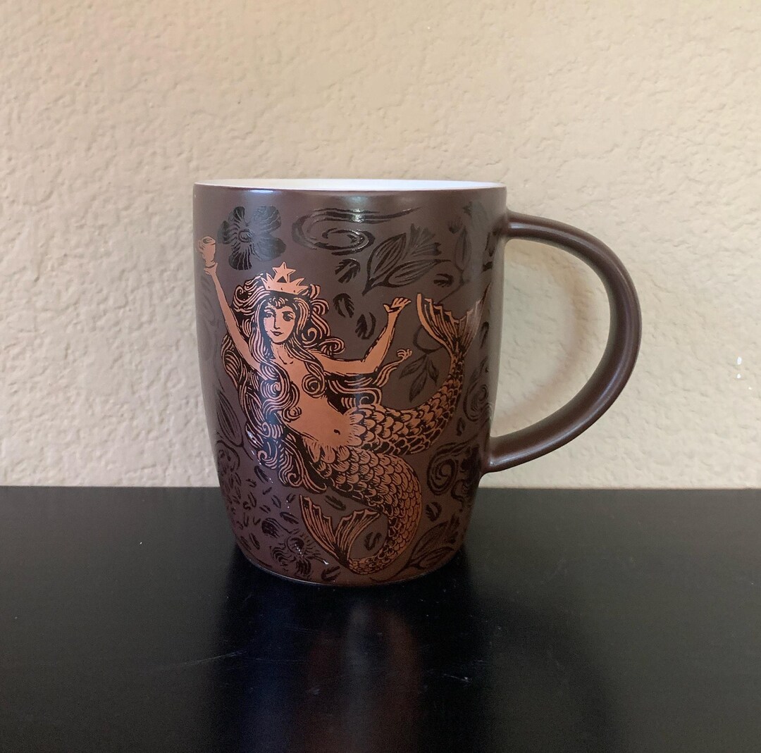 STARBUCKS Brown Split Tail Mermaid Coffee Mug / Tea Cup 12 Oz ...