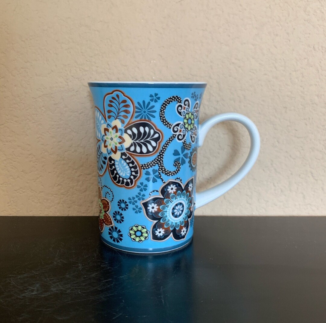 VERA BRADLEY Barnes & Noble Bali Blue Paisley Coffee Mug / Tea Cup 10 ...