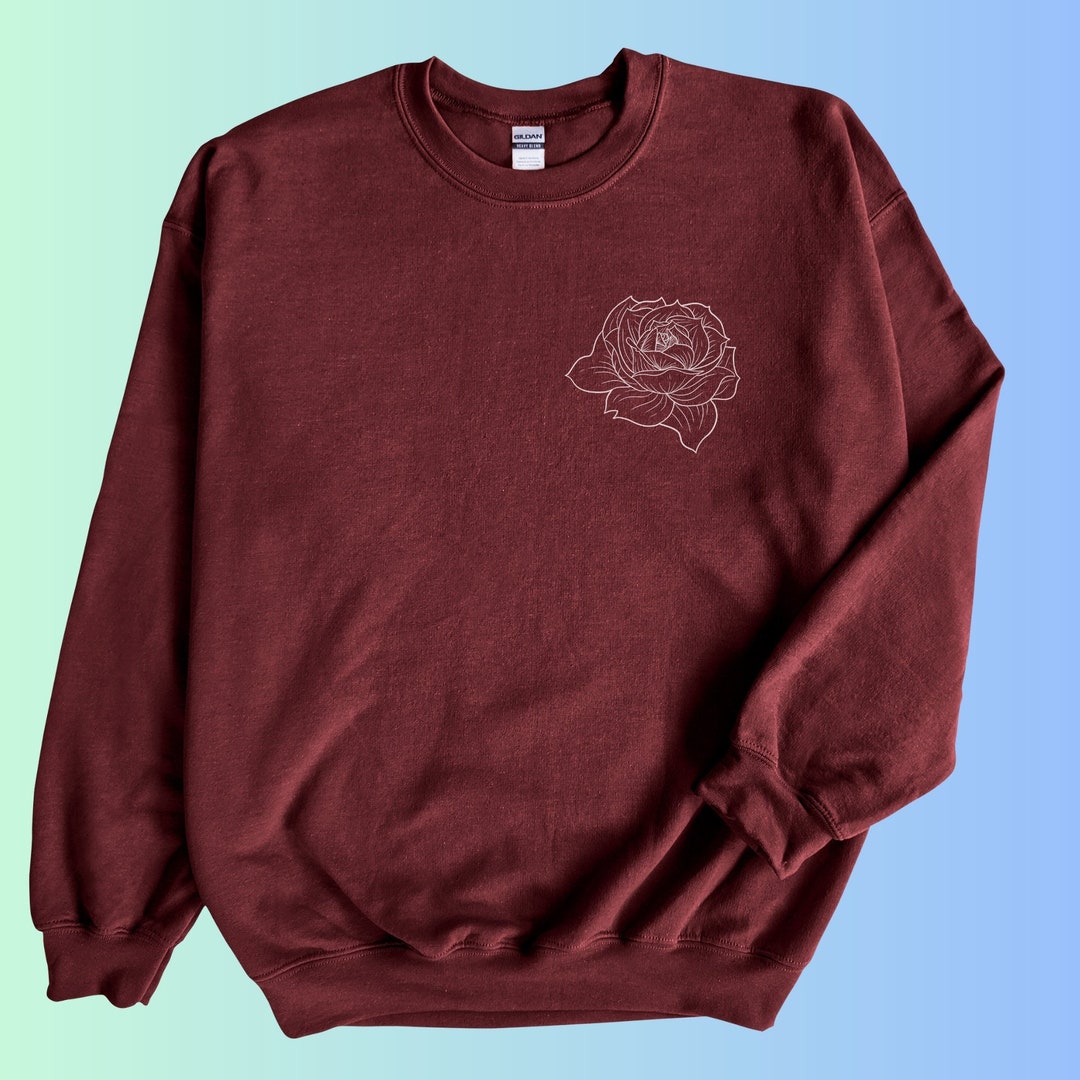 Rose Sweatshirt June Birth Flower Sweater Rose Bloom Crewneck Jumper ...