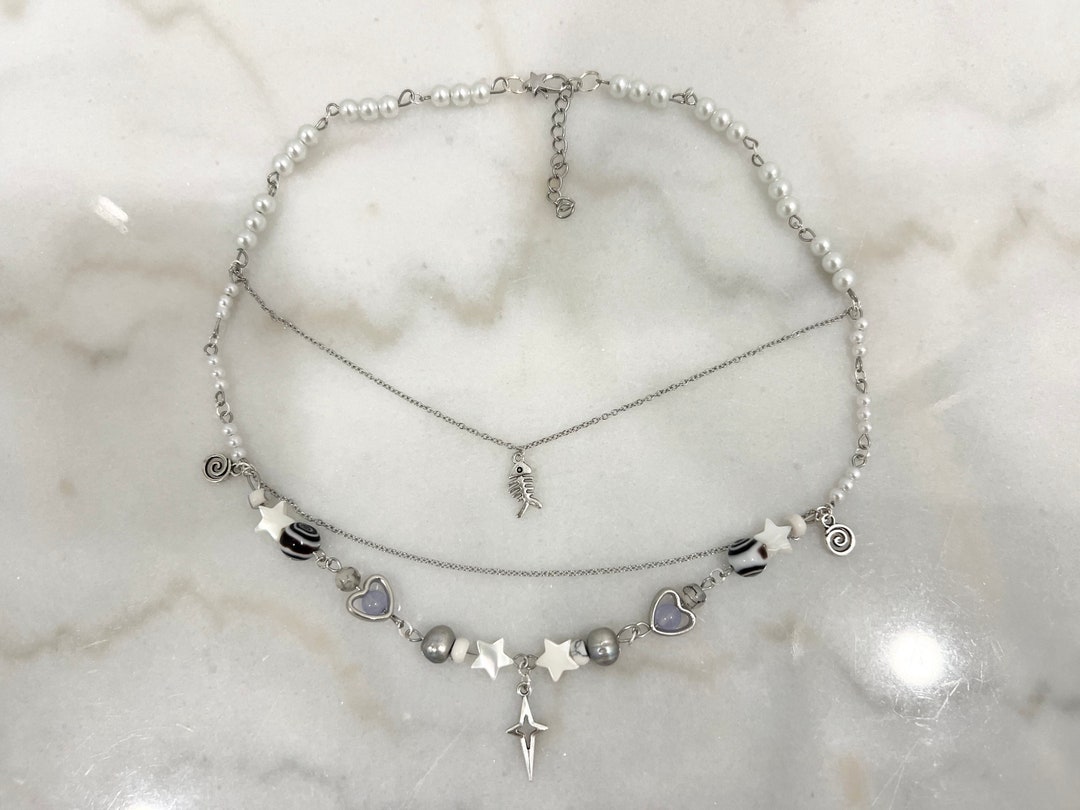 Gorgeous Y2k Acubi Style Star Grunge Silver Jewelry Star Swirl Handmade ...