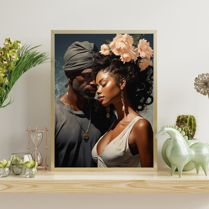 Young Love unframed Black Art Print Black Love Art Black Art Poster ...