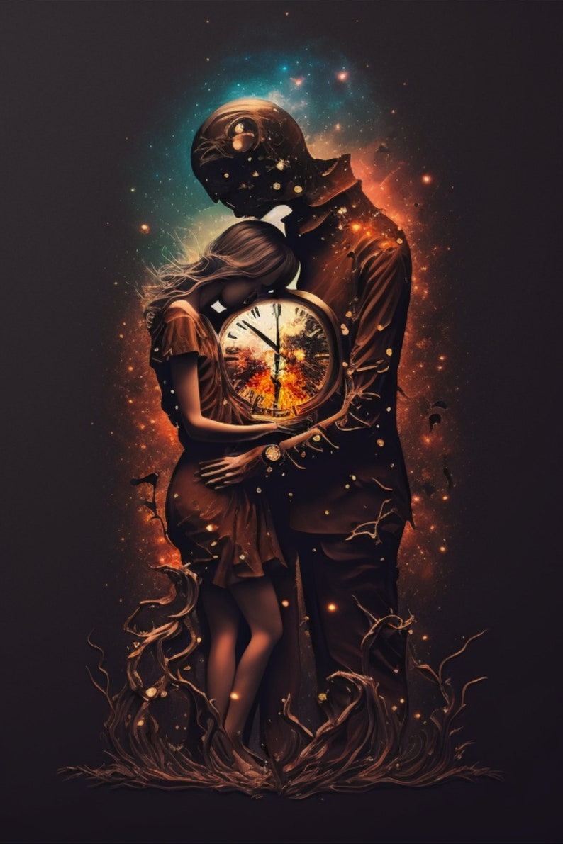 Only Us - Unframed Surreal Black Art Print Black Love Art Black Art ...