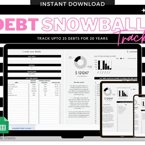 Debt Payoff Tracker, Snowball Template Spreadsheet, Digital Snowball ...