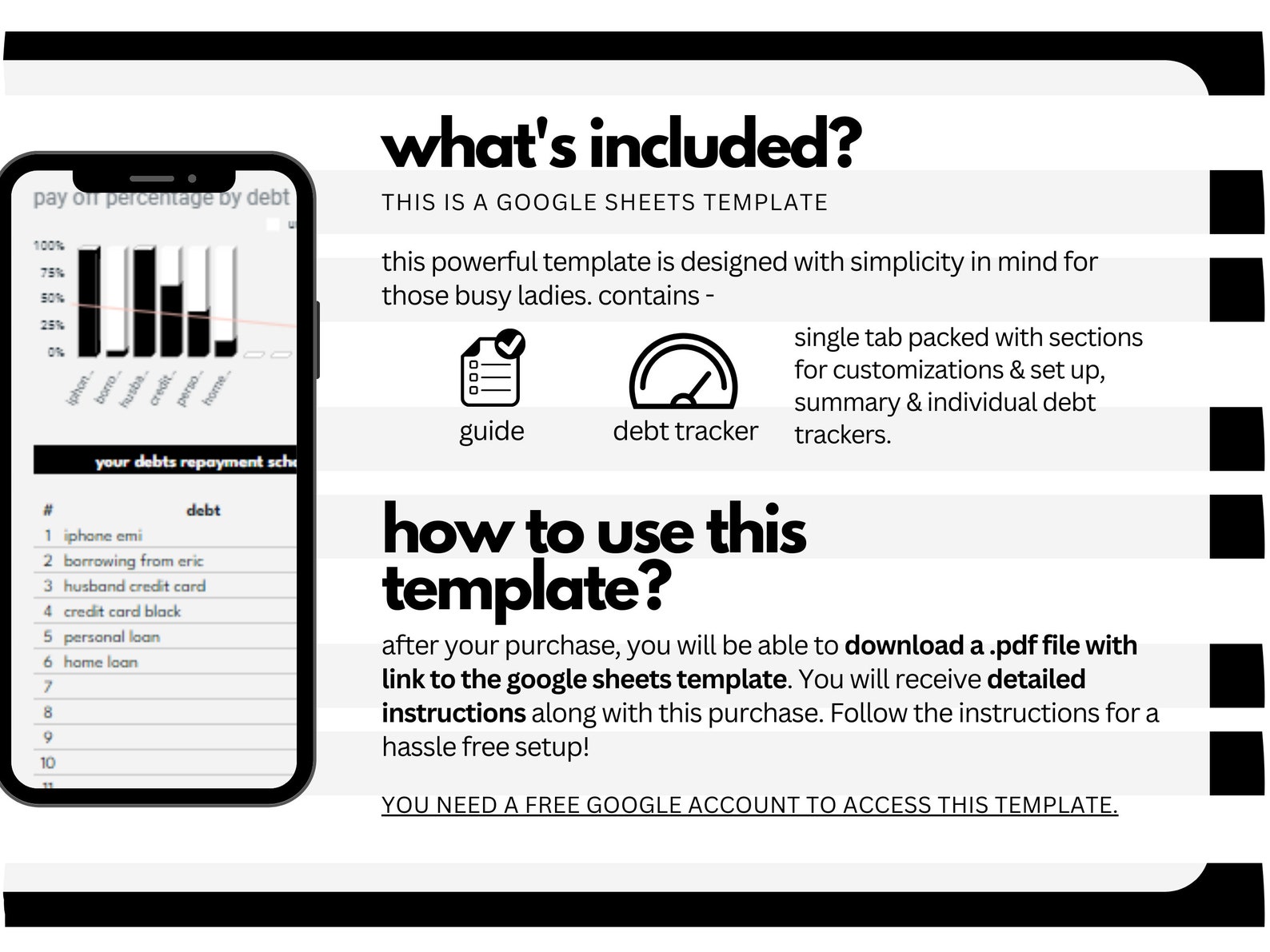 Debt Payoff Tracker, Snowball Template Spreadsheet, Digital Snowball ...