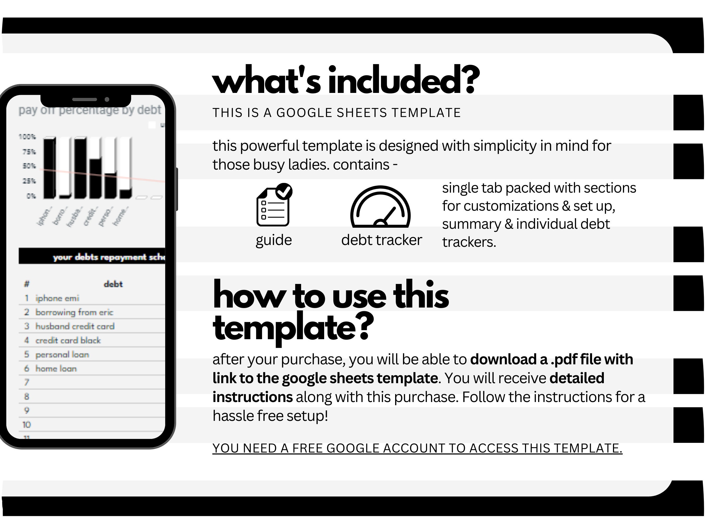 Debt Payoff Tracker, Snowball Template Spreadsheet, Digital Snowball ...