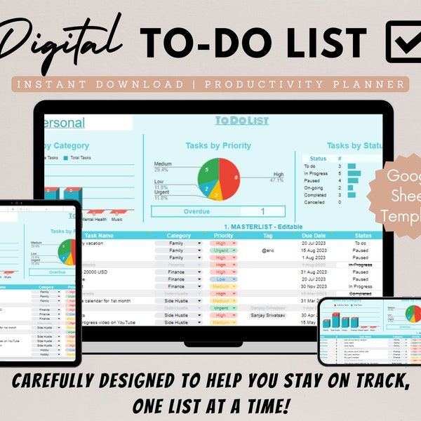 To Do List Excel - Etsy
