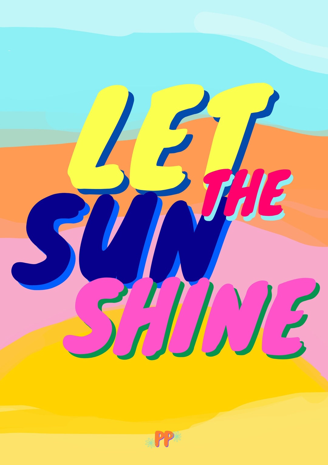 Digital Print Art Colourful Fun Wall Decor Sun Spring Summer Rainbow ...