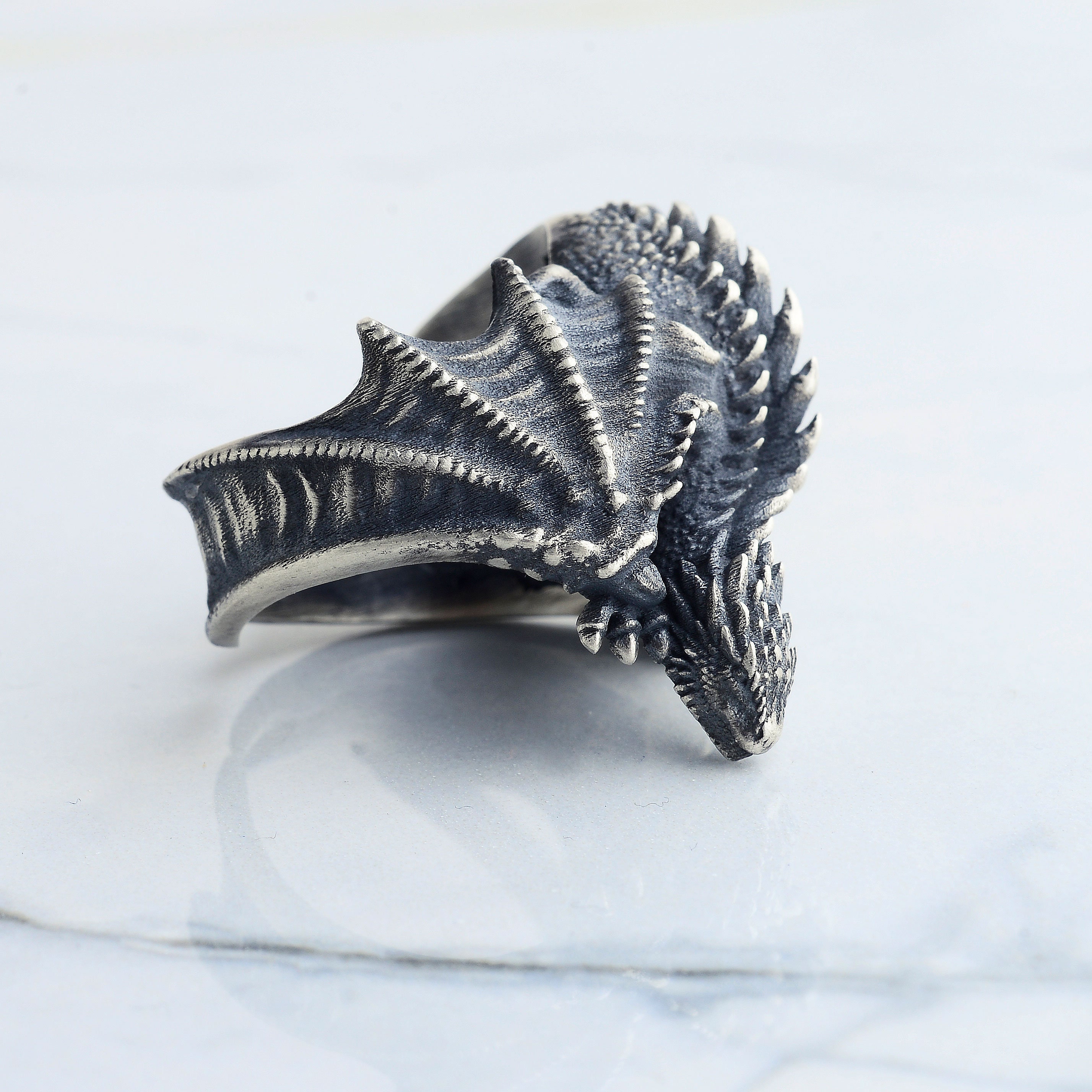 Dragon Men Ring Gothic Animal Ring Handmade Winged Dragon - Etsy