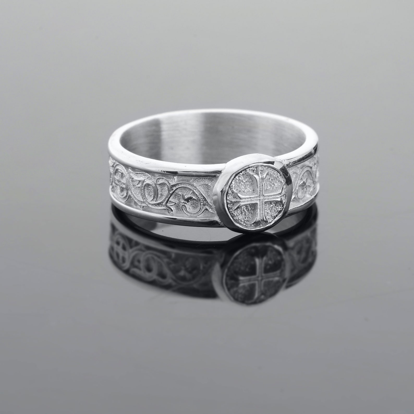 Cross Signet Band Christian Silver Ring Christian Engagement - Etsy