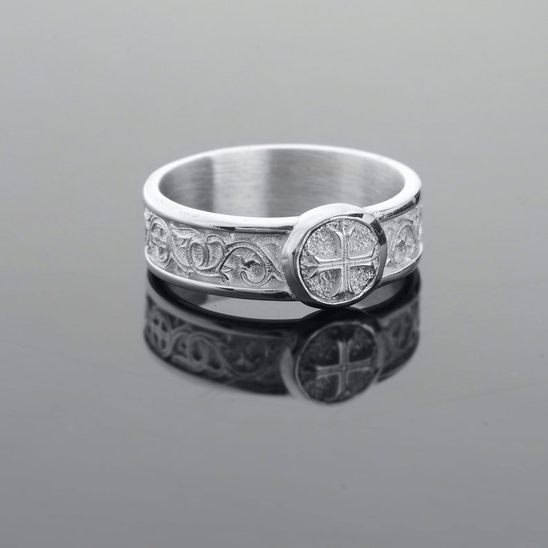 Cross Signet Band Christian Silver Ring Christian Engagement - Etsy