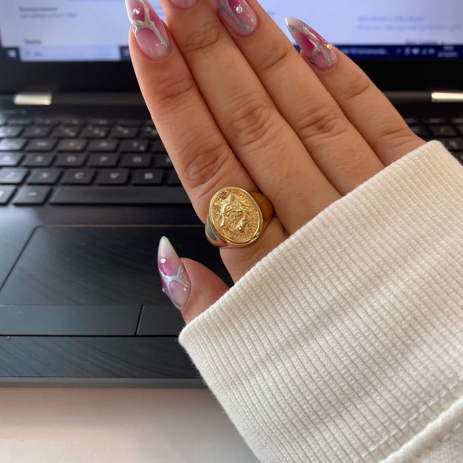 10k Gold Wolf Wedding Ring, Handmade Wolf Ring, Statement Ring, Pinky ...