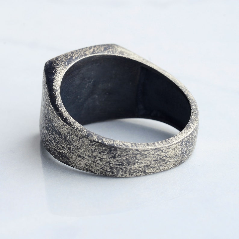 Sterling Silver Stone Man Ring, Compass Ring, Engraved North Star Mens ...