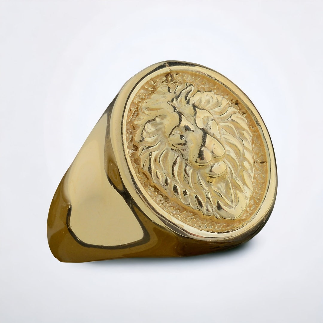 10k Gold Relief Lion Ring, Leo Zodiac Ring, Silver Man Jewelry, Family ...