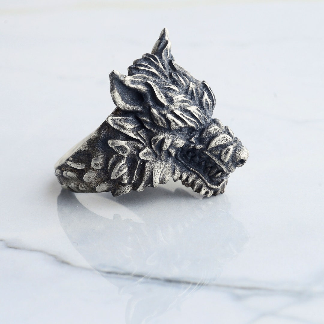 Sterling Silver Wolf Head Man Ring, Wild Animal Ring, Unique Biker Men Ring, Men African Jewelry ...