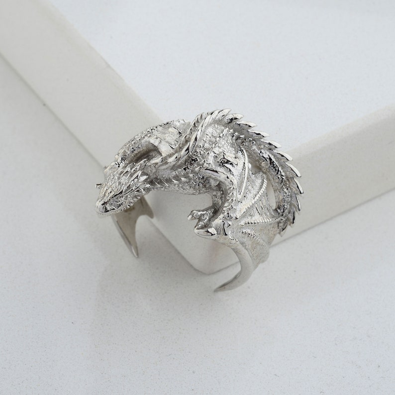 Handmade 925 Sterling Silver Winged Dragon Ring - Biker Style - Etsy