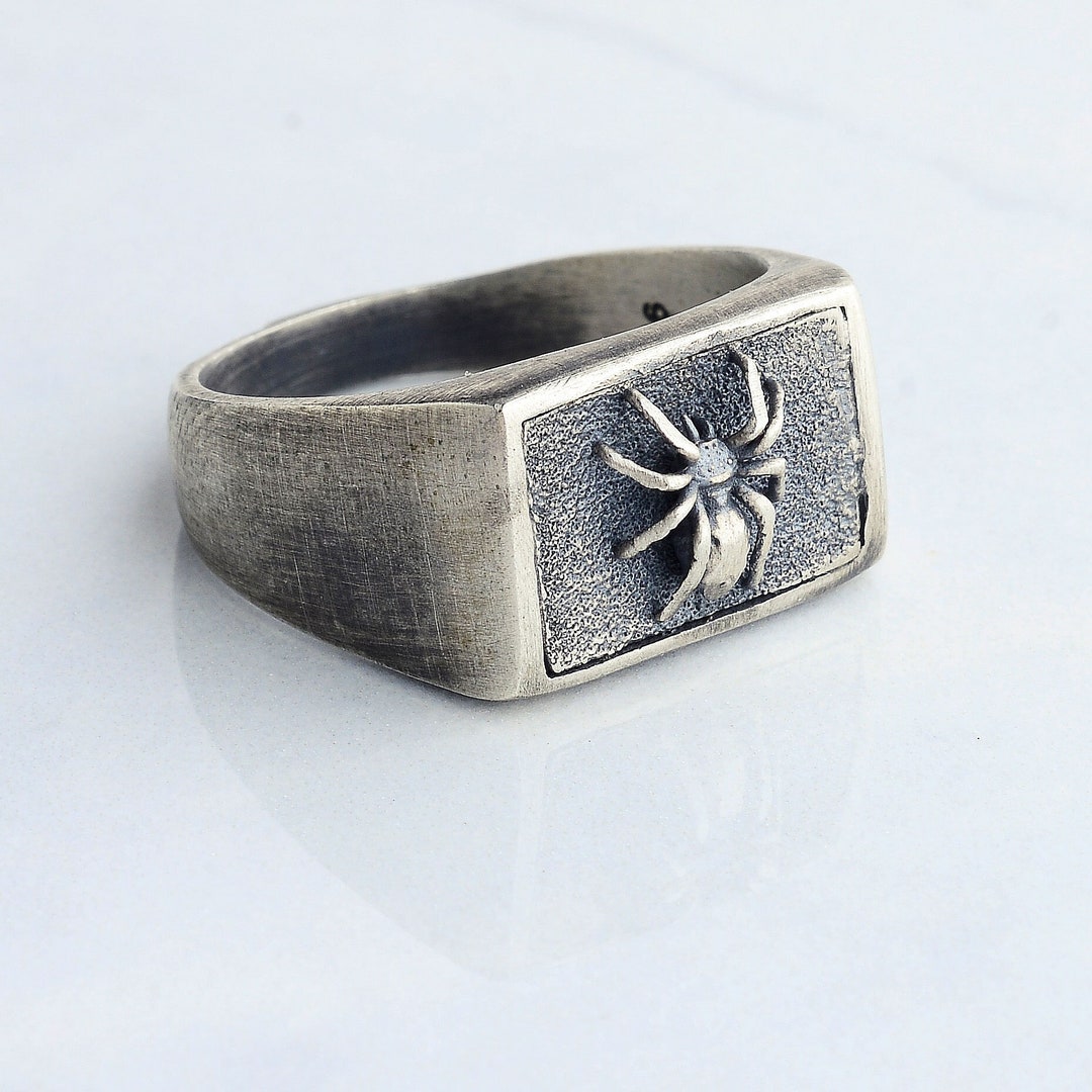Oxidized Sterling Silver Spider Ring: Gothic Animal Jewelry - Etsy