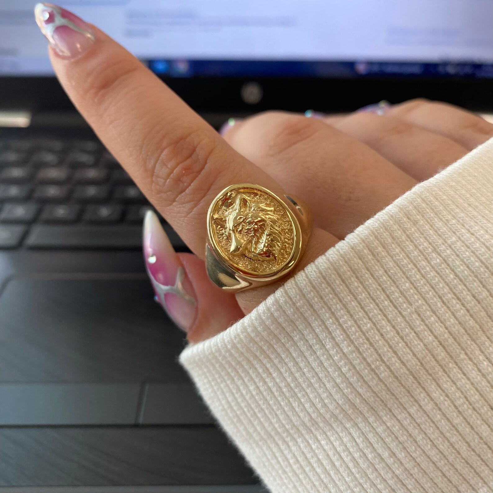 10k Gold Wolf Wedding Ring, Handmade Wolf Ring, Statement Ring, Pinky ...