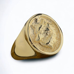 10k Gold Wolf Wedding Ring, Handmade Wolf Ring, Statement Ring, Pinky ...