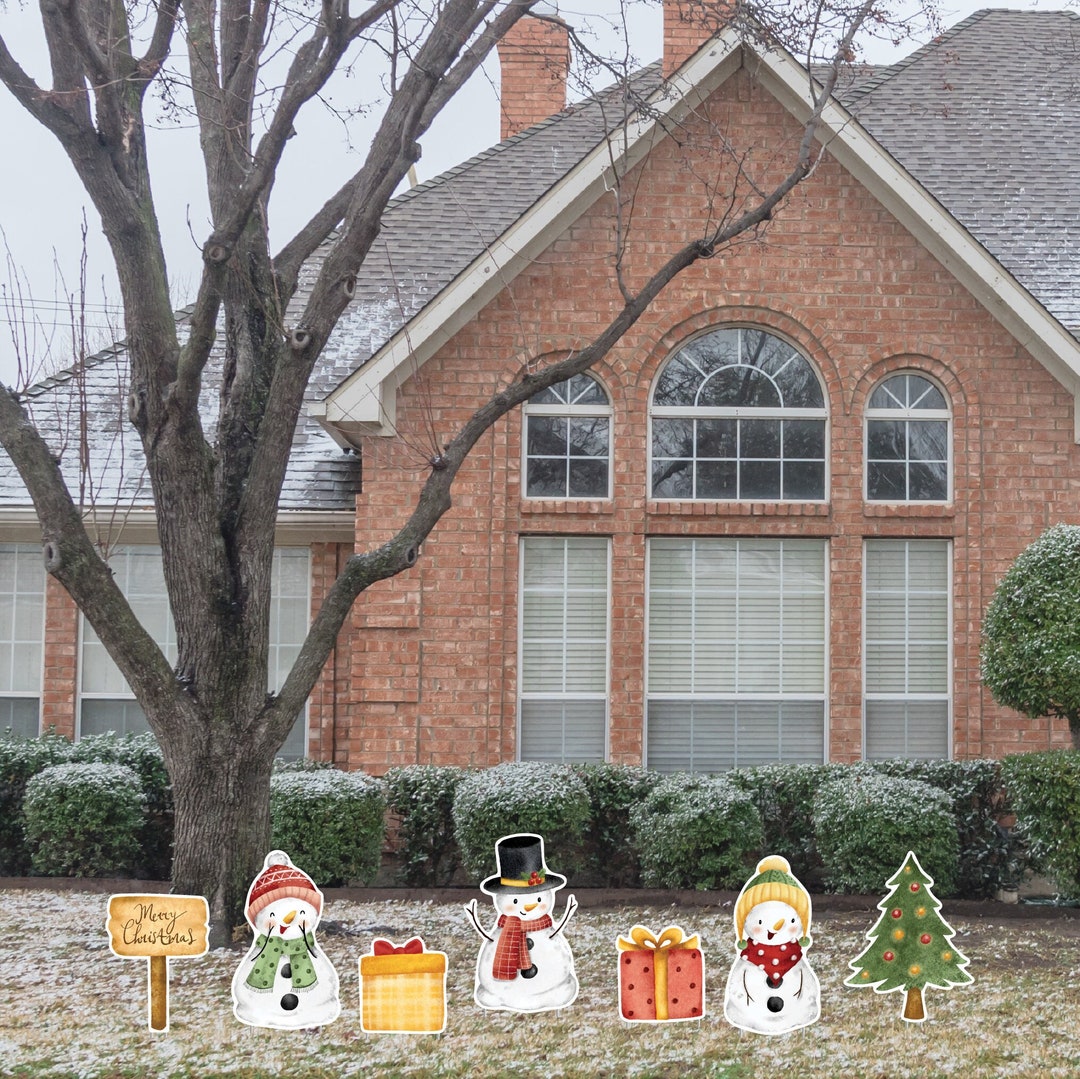 Snowman Christmas Yard Decorations 7 Pack With Stakes - Etsy