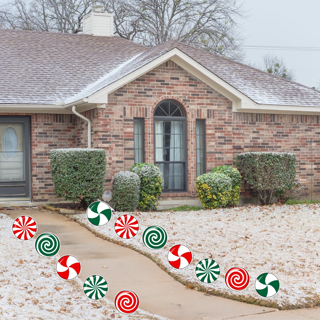 Multicolor Peppermint Yard Decorations | 12 Pack With Stakes - Etsy