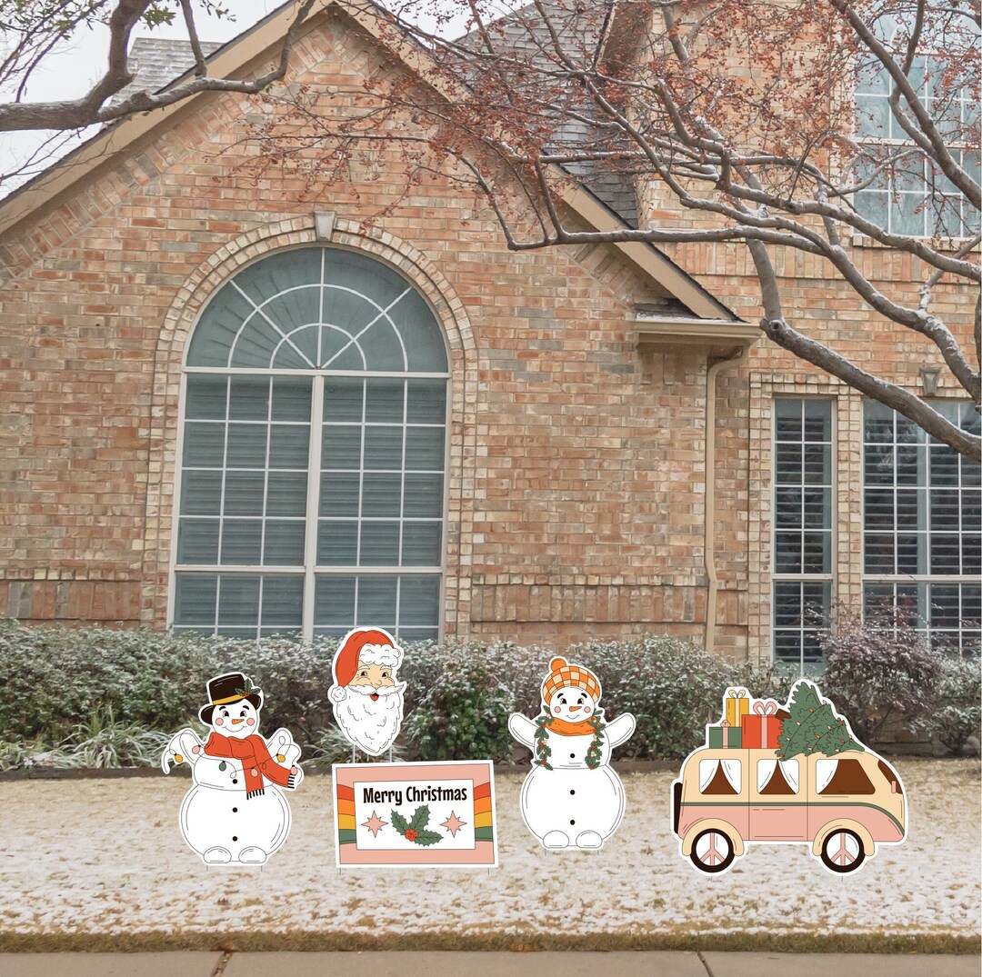 Groovy Snowman Christmas Yard Decorations | 5 Pack With Stakes - Etsy