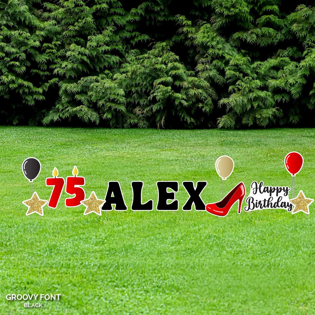 75th Birthday Customizable Yard Decorations | Lawn Letters | Includes ...