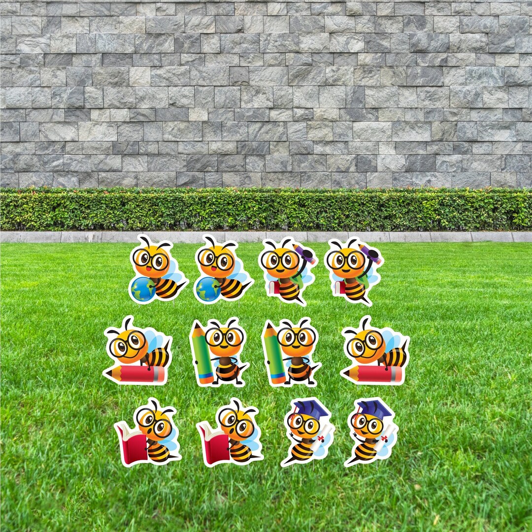 Back to School Bees Yard Decorations | 12 Pack With Stakes - Etsy