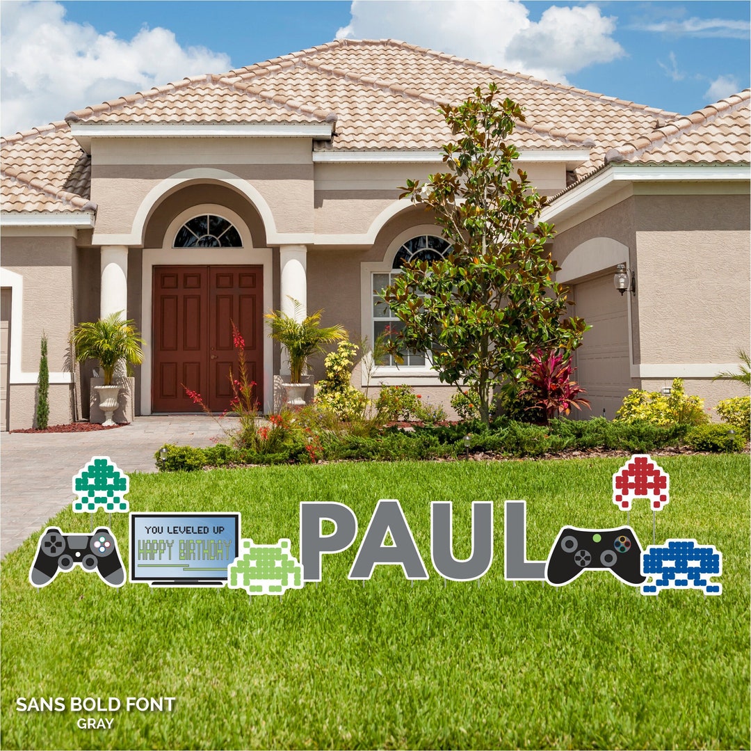 Gamer Birthday Customizable Yard Decorations | Lawn Letters | Includes ...