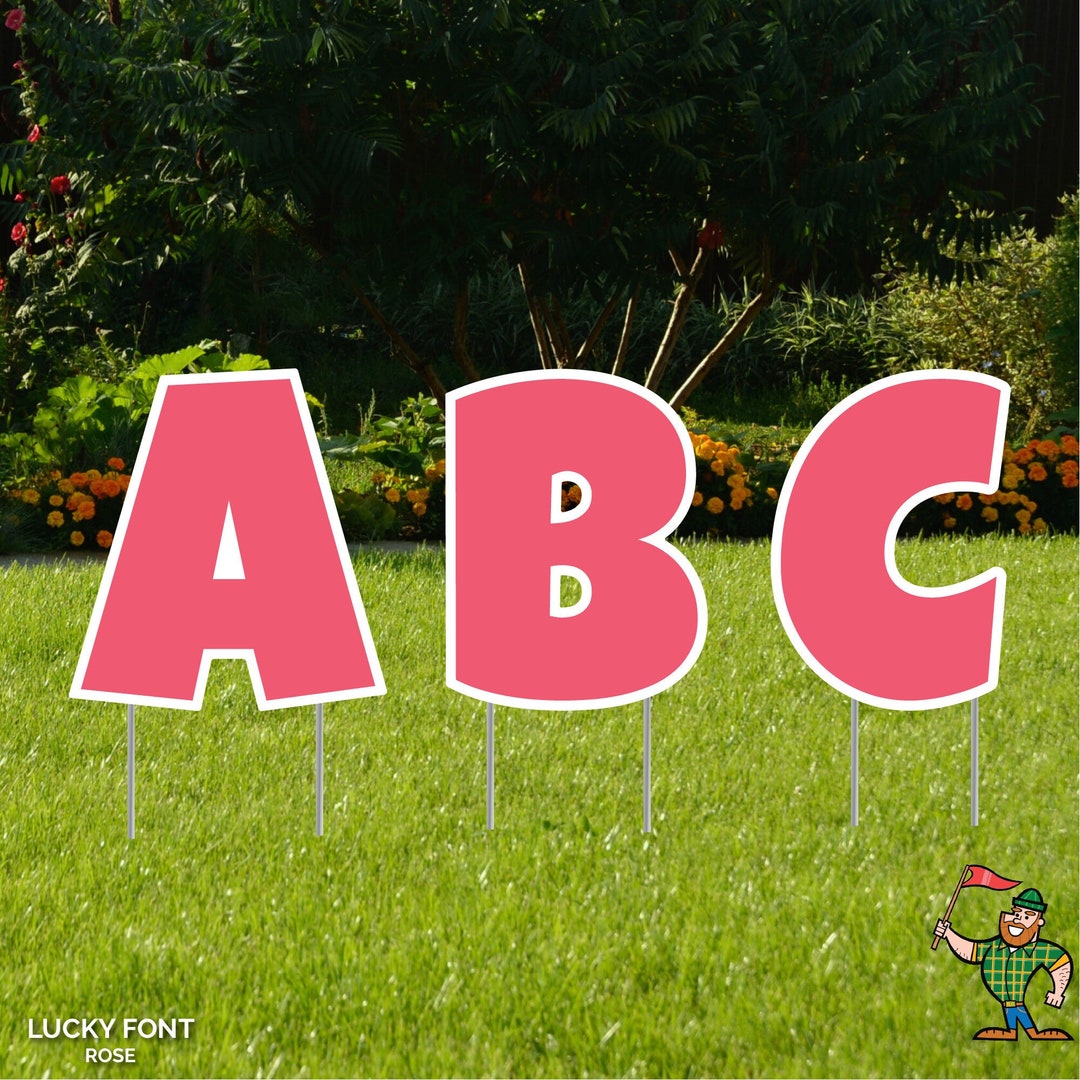 17" Customizable Lawn Letters With Stakes | Lucky Font - Etsy